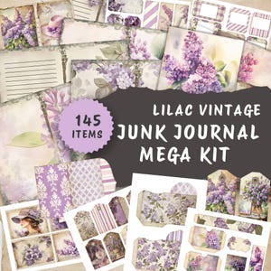 Lilac Vintage Junk Journal Mega Kit 145 Piece I Printable Journal ...