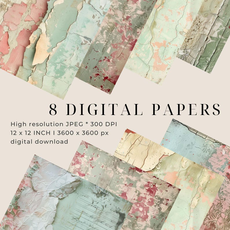 Distressed, Vintage, Grunge, Torn Parchment Paper Style Digital Papers ...