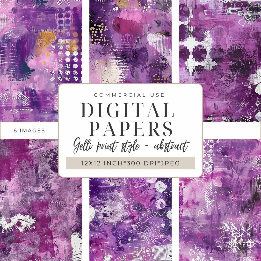 Gelli Print Style Digital Papers I Printable Scrapbooking Paper | DIY ...