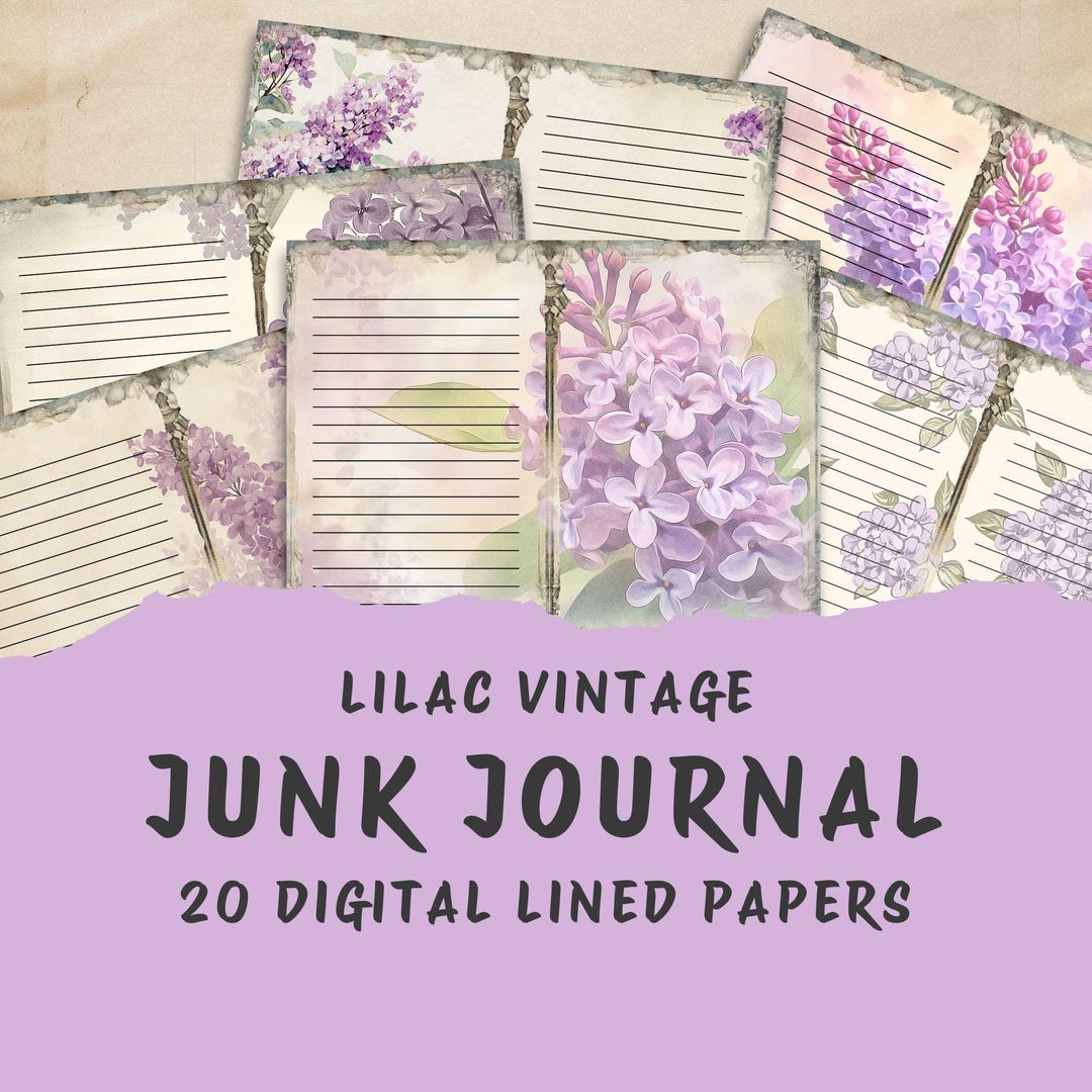 Lilac Vintage Junk Journal: Lined Paper Ephemera (digital Download) - Etsy