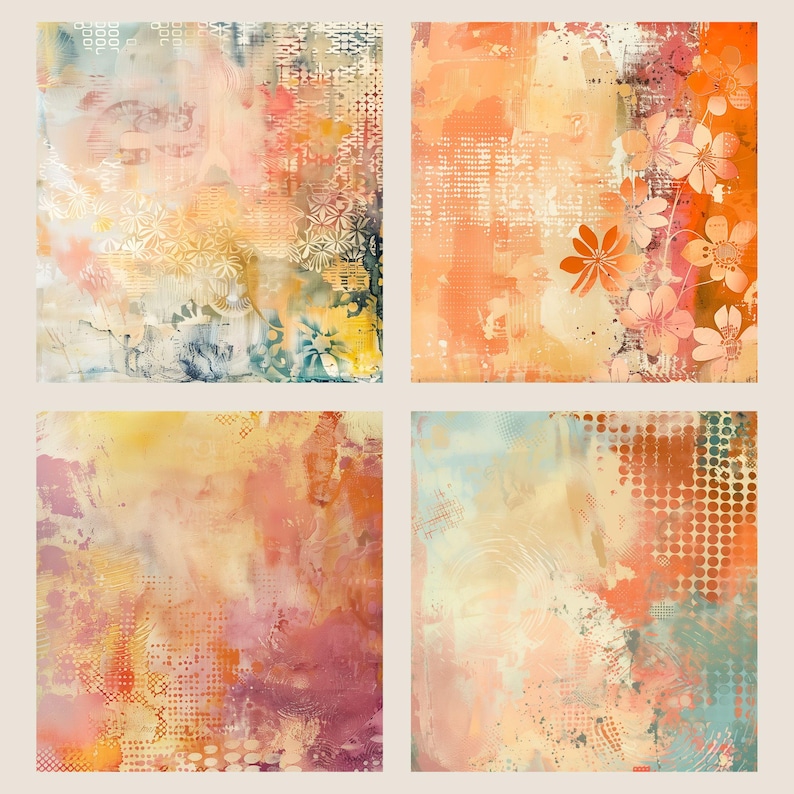 Gel Print Style Digital Papers I Printable Scrapbooking Paper | DIY ...