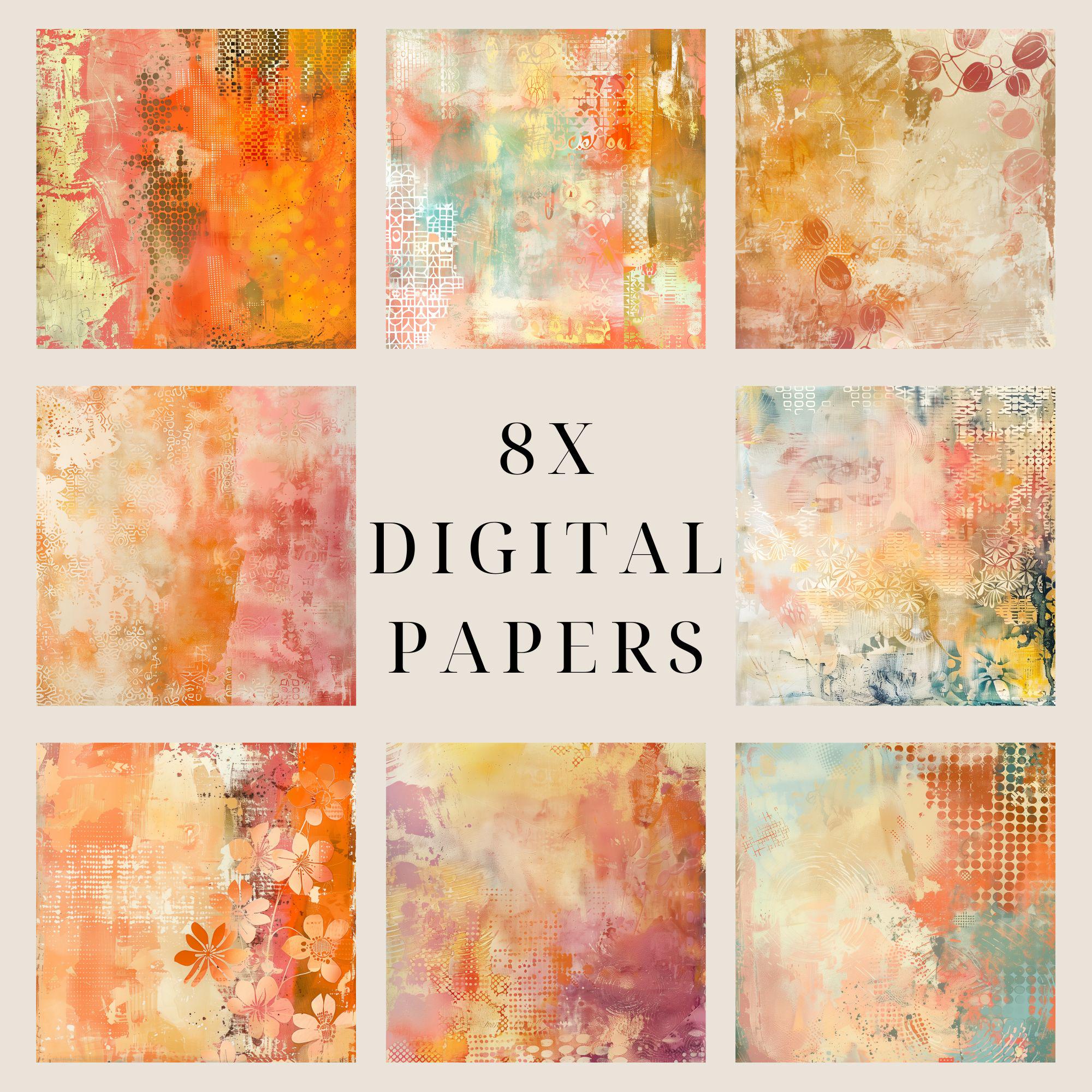 Gel Print Style Digital Papers I Printable Scrapbooking Paper | DIY ...