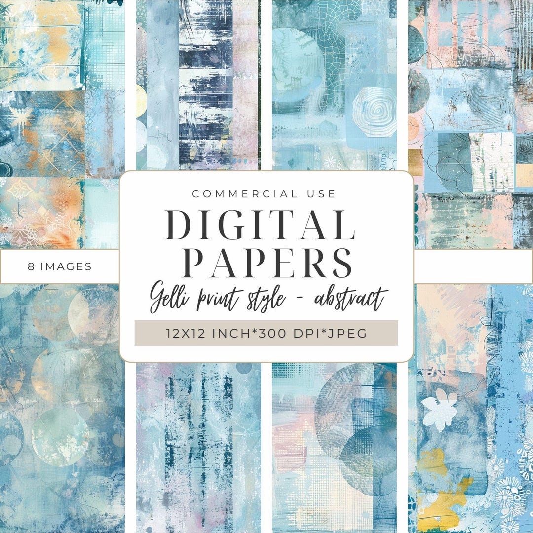 Gelli Print Style Digital Papers I Printable Scrapbooking Paper | DIY ...