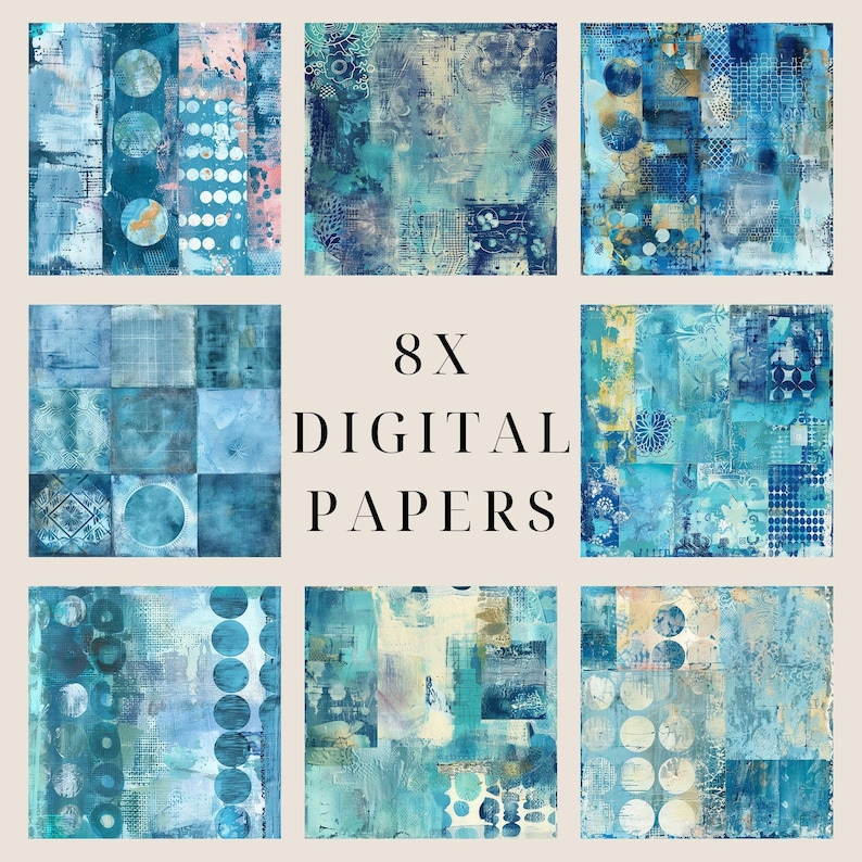 Gelli Print Style Digital Papers I Printable Scrapbooking Paper | DIY ...