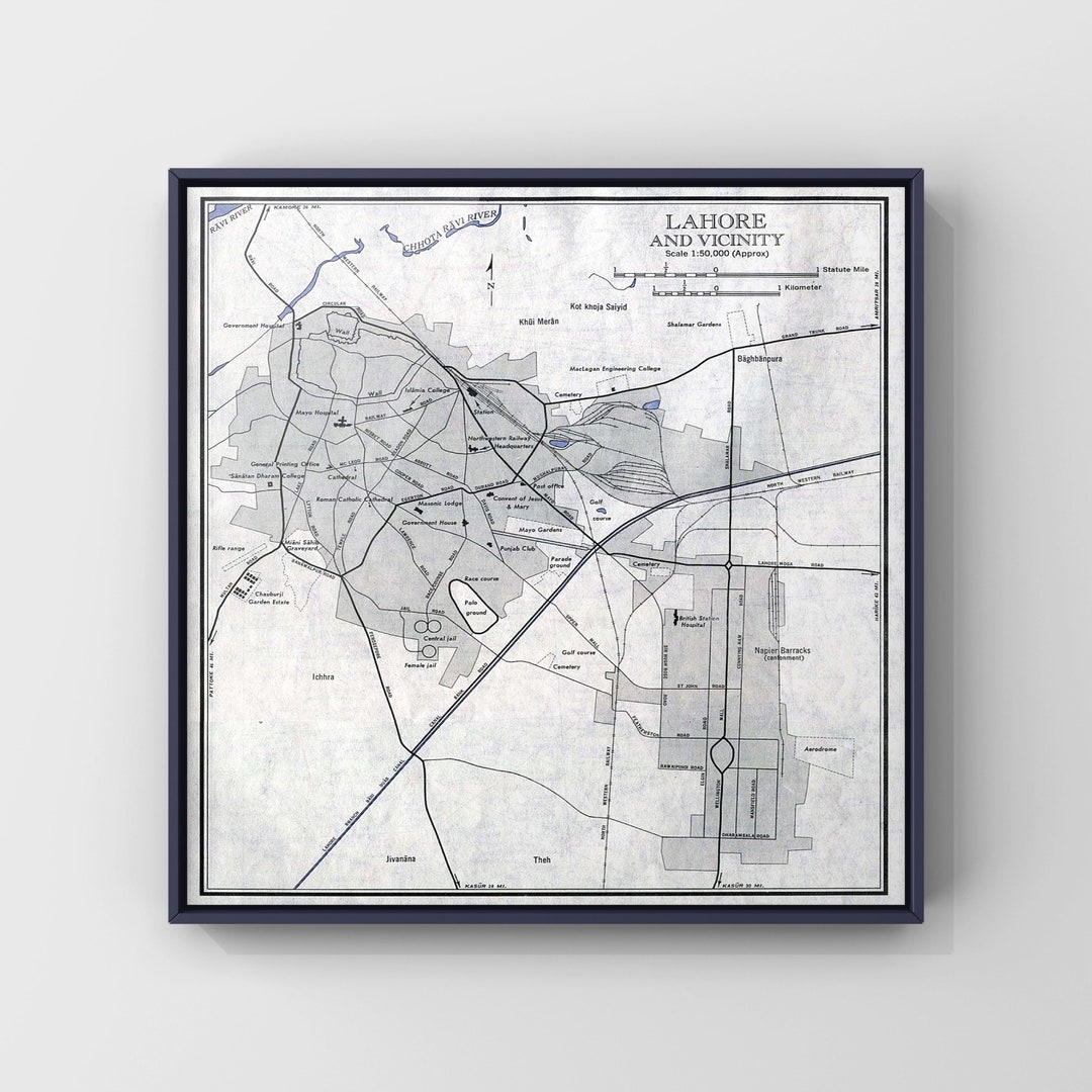 Lahore Historical Map / Historical Map / Antique Maps / - Etsy