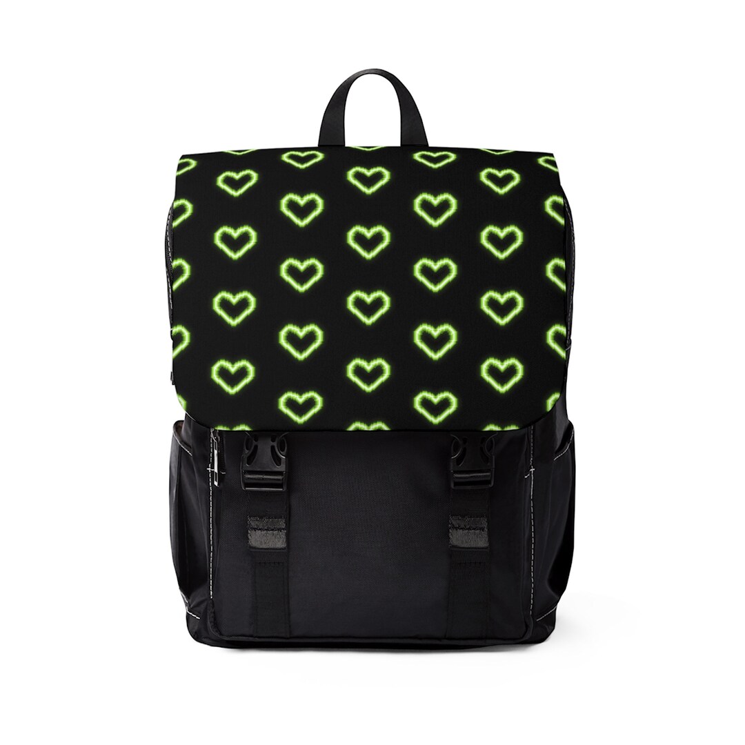 Neon Pixel Art Backpack Design School Heart Backpack Black - Etsy