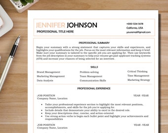 Clean Resume Template Word Minimalist Professional Resume Modern Resume ...