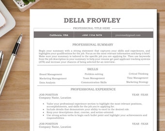 Clean Resume Template Word Minimalist Professional Resume Modern Resume ...