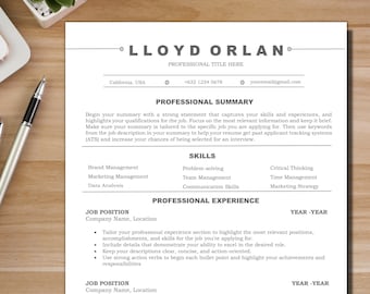 Clean Resume Template Word Minimalist Professional Resume Modern Resume ...