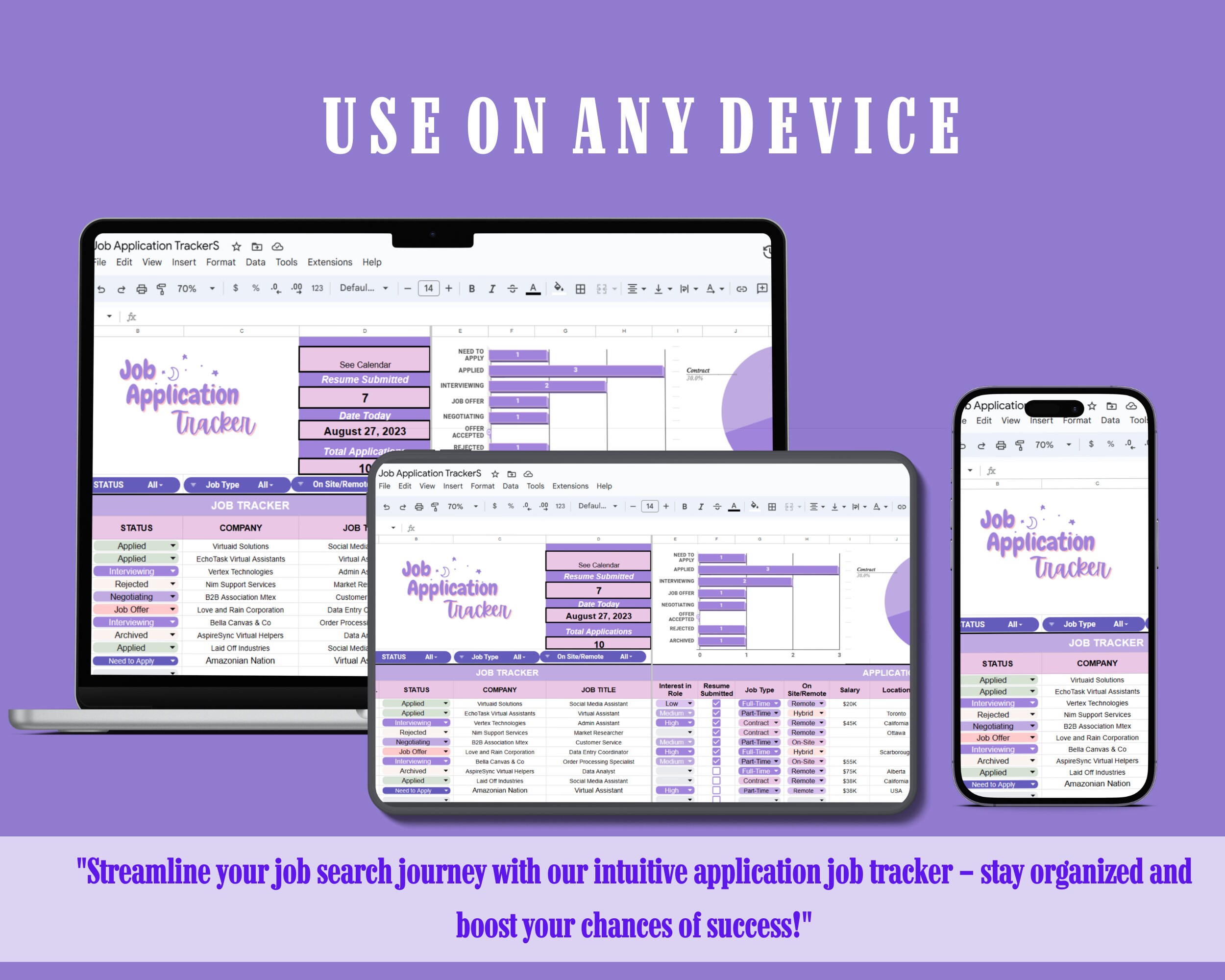 Job Application Tracker Job Search Dashboard Google Sheet Job Tracker ...