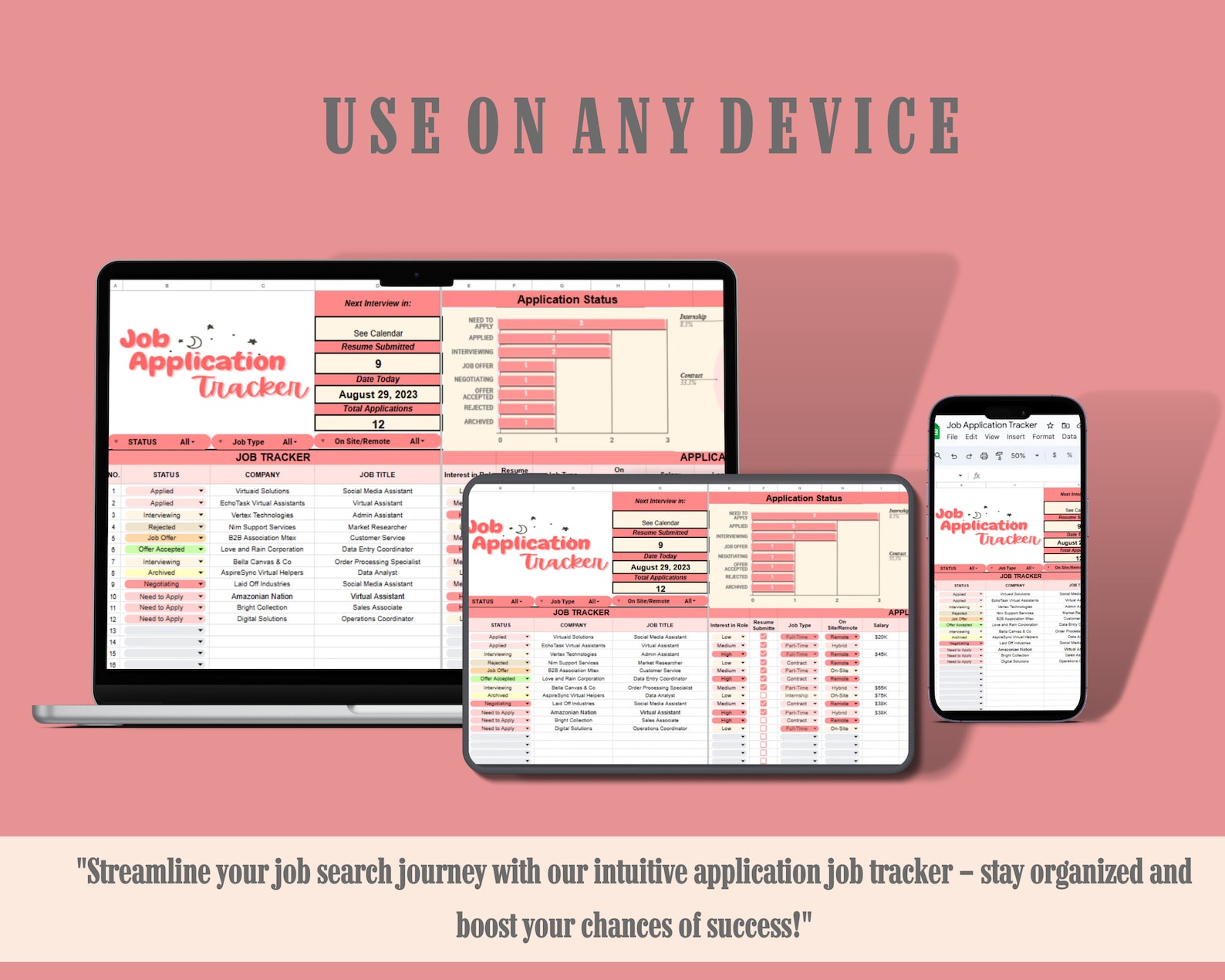 Job Application Tracker Spreadsheet, Job Interview Tracker Google Sheet ...