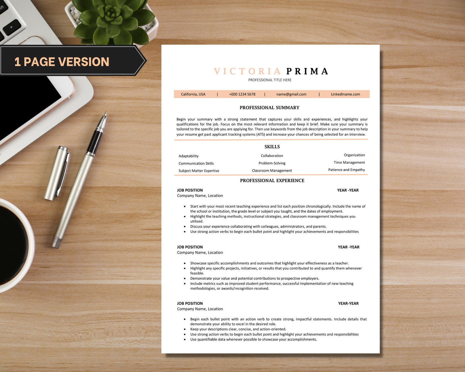 Clean Resume Template Word Minimalist Professional Resume Modern Resume ...