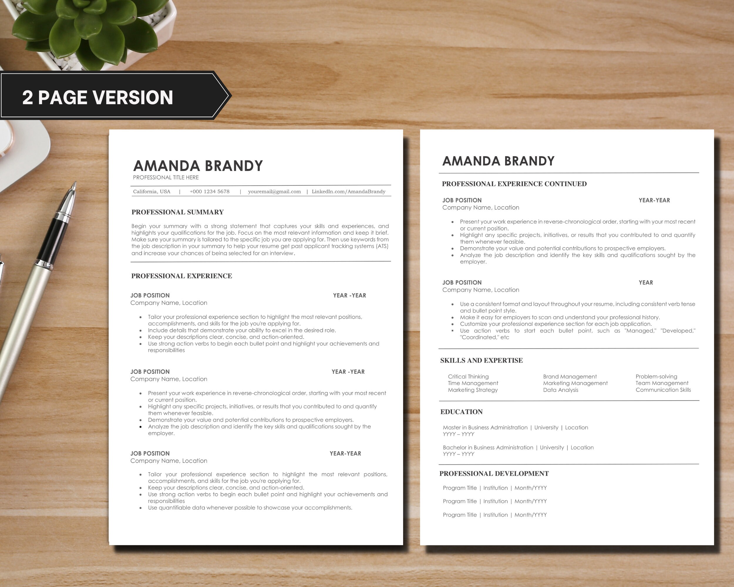 Clean Resume Template Word Minimalist Professional Resume Modern Resume ...