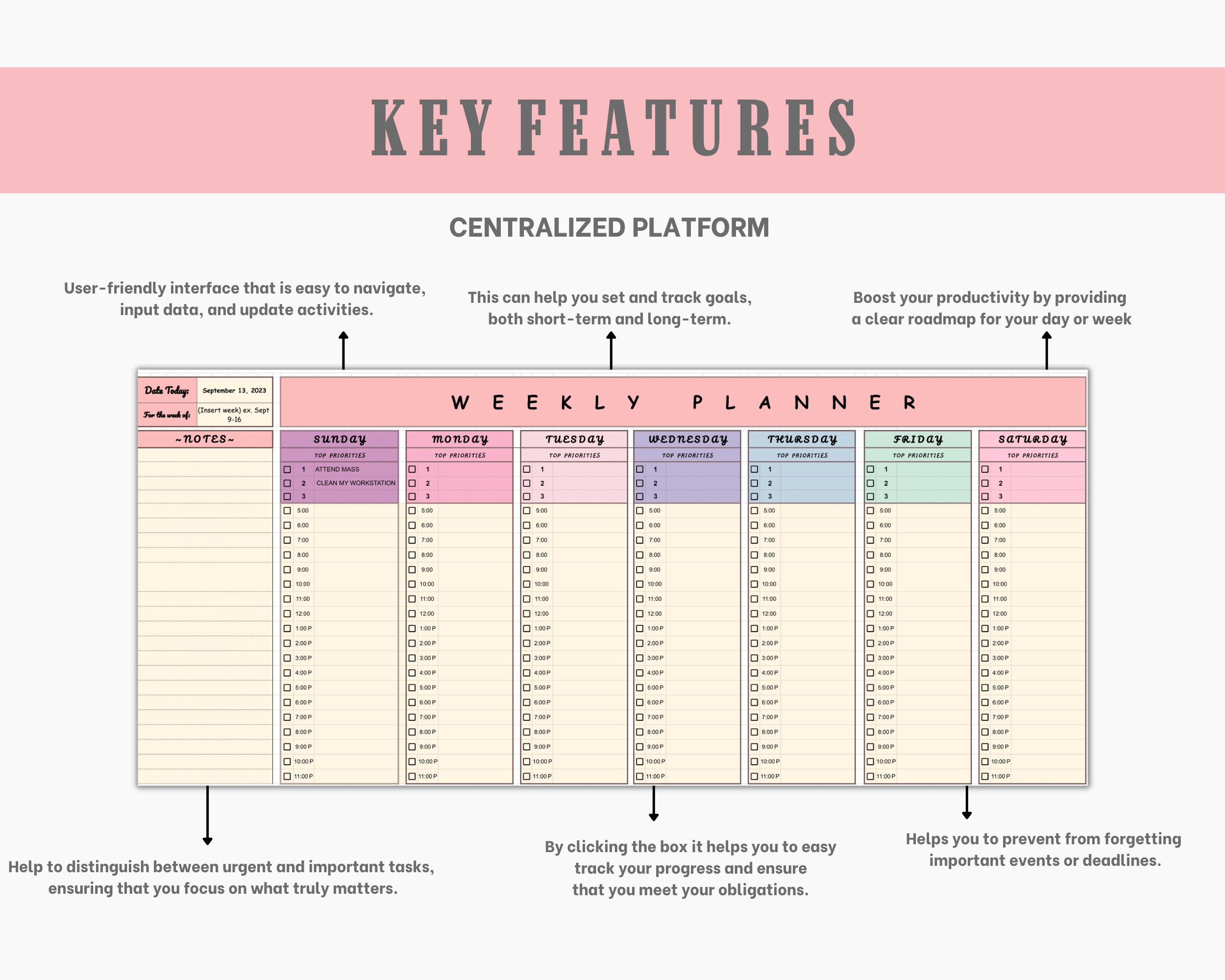 Daily Planner Template Task Tracker Google Sheet to Do List Spreadsheet ...