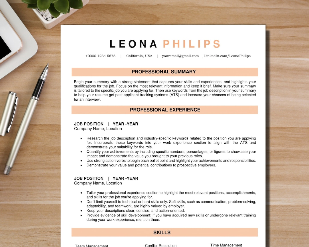 Minimalist Resume Template: Modern Professional Design (ATS Friendly ...