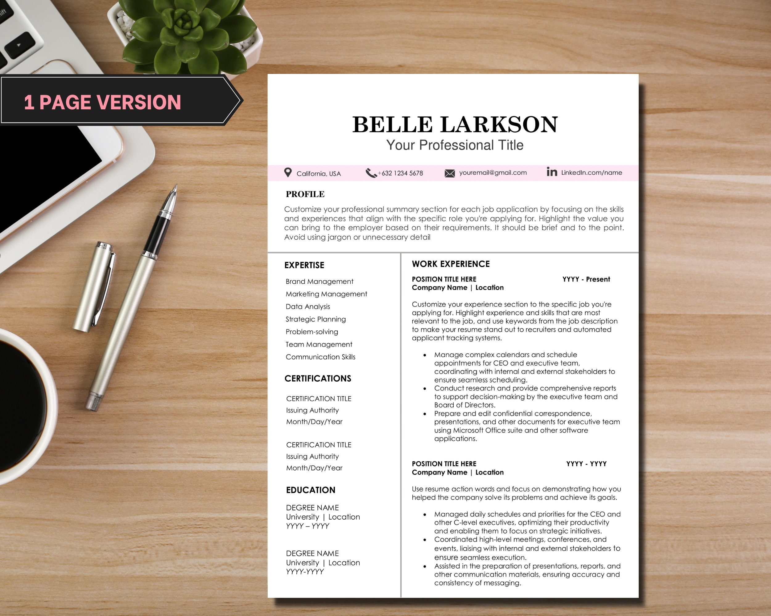 Clean Resume Template Word Minimalist Professional Resume Modern Resume ...