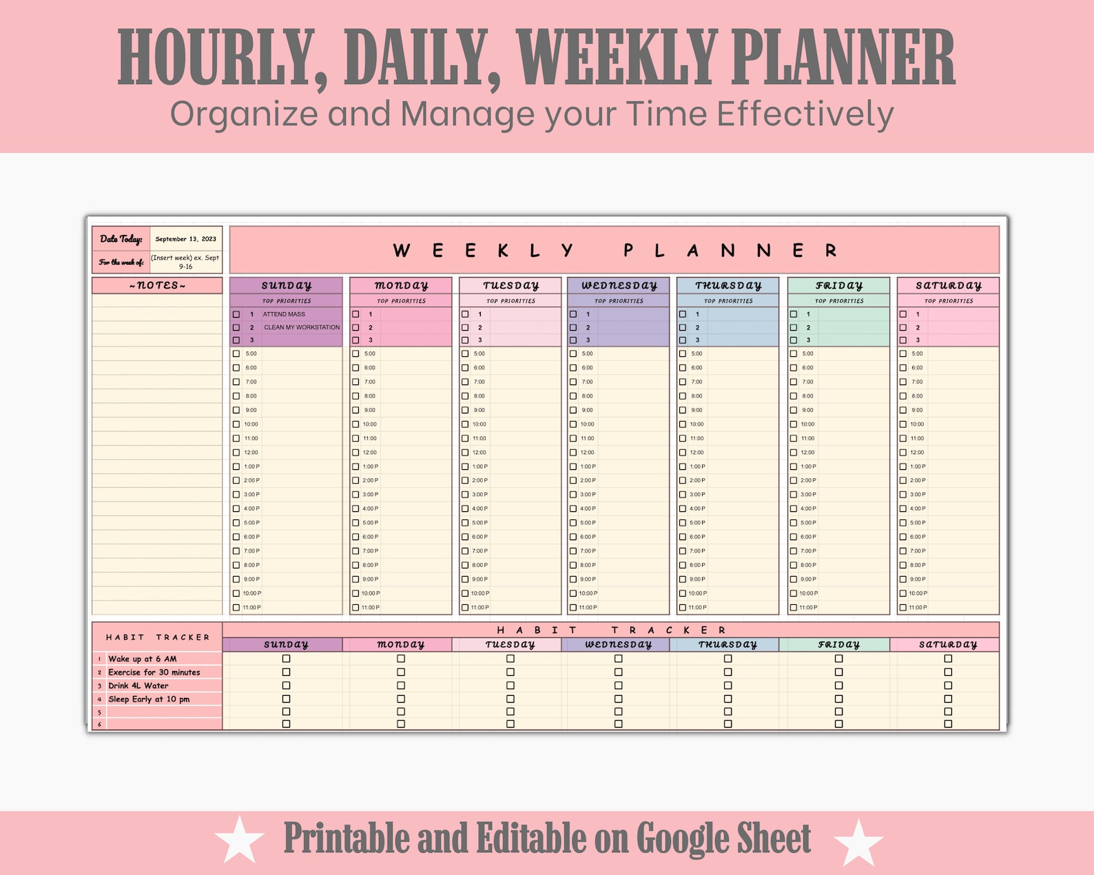 Daily Planner Template Task Tracker Google Sheet to Do List Spreadsheet ...