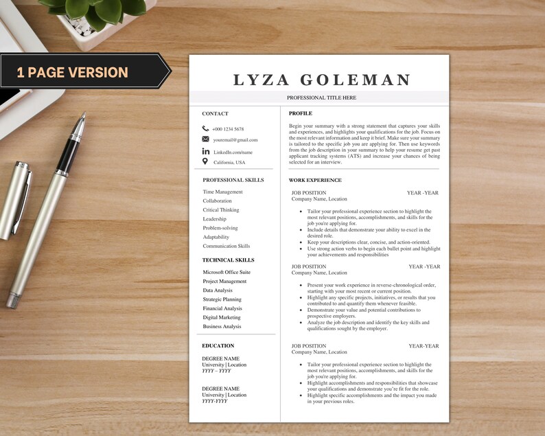 Clean Resume Template Word Minimalist Professional Resume Modern Resume ...