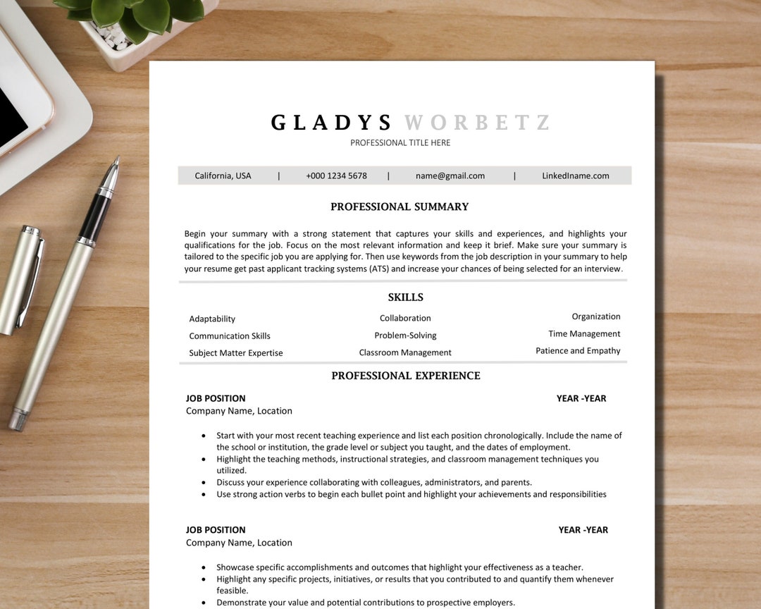 Clean Resume Template Word Minimalist Professional Resume Modern Resume ...