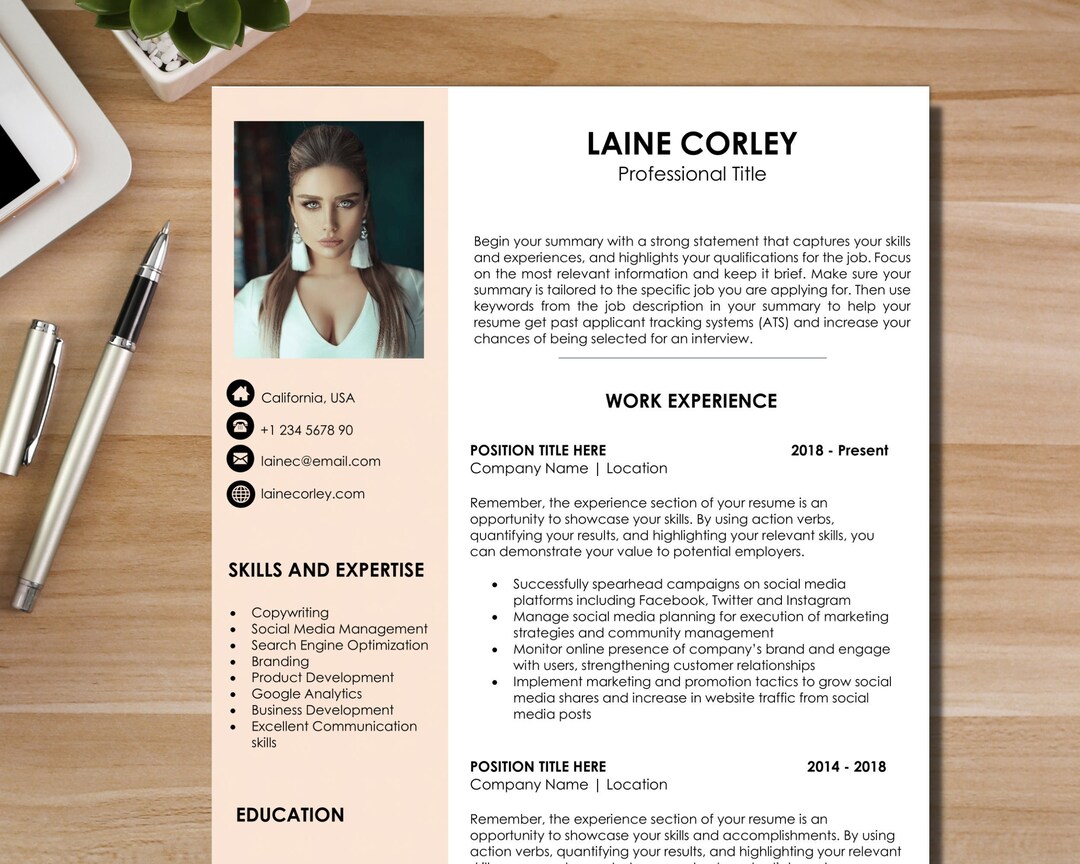 Clean Resume Template Word Minimalist Professional Resume Modern Resume ...