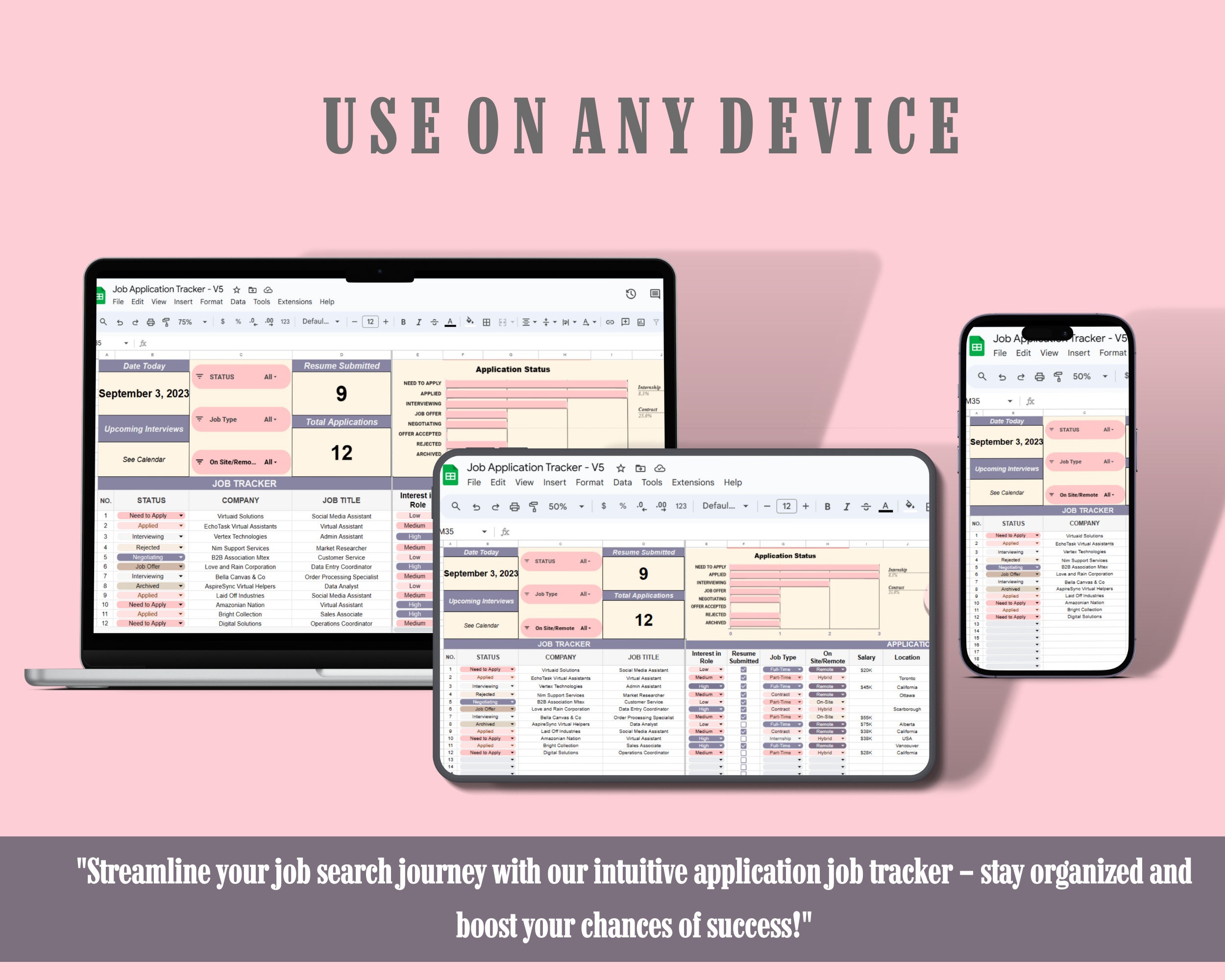 Job Application Tracker: Google Sheets Job Search Dashboard (digital ...