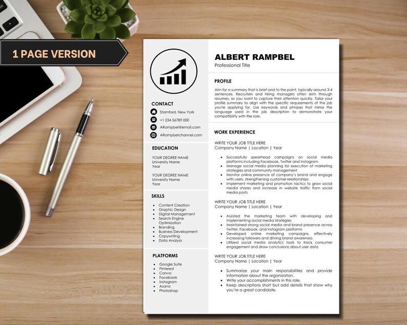 Clean Resume Template Word Minimalist Professional Resume Modern Resume ...