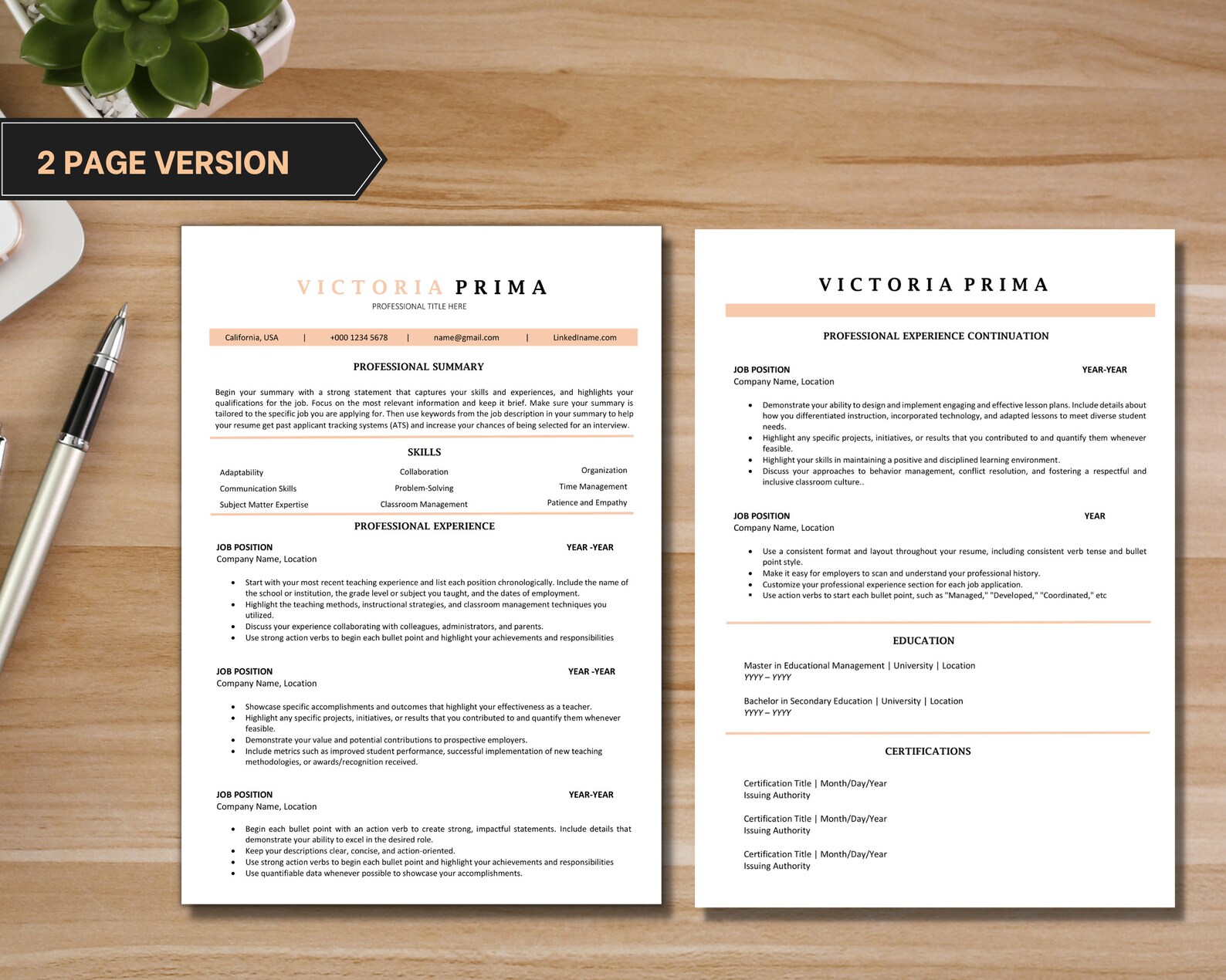 Clean Resume Template Word Minimalist Professional Resume Modern Resume ...