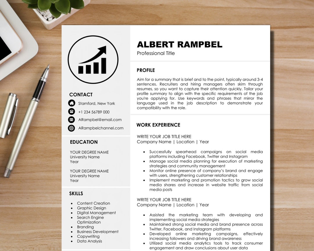 Clean Resume Template Word Minimalist Professional Resume Modern Resume ...