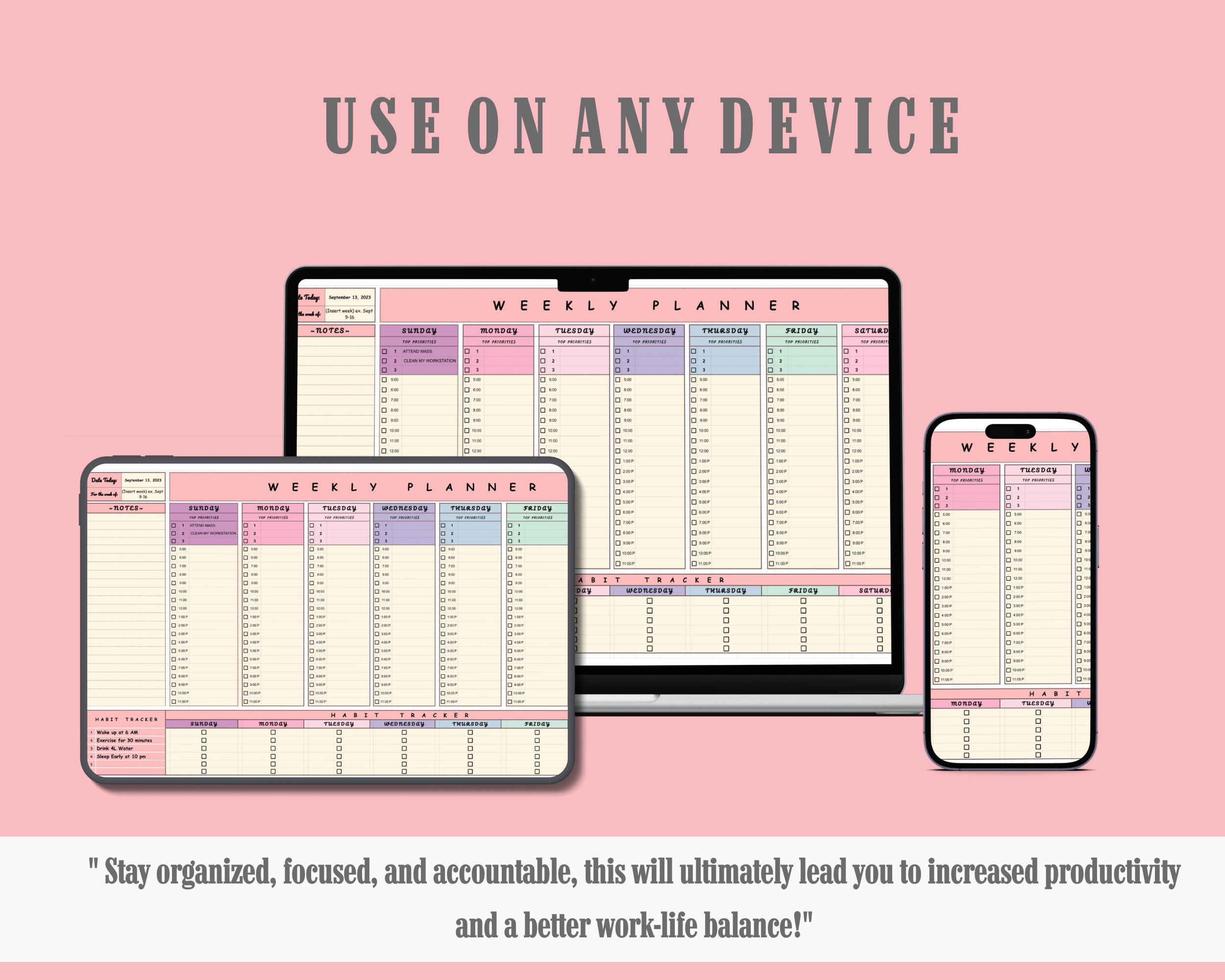 Daily Planner Template Task Tracker Google Sheet to Do List Spreadsheet ...
