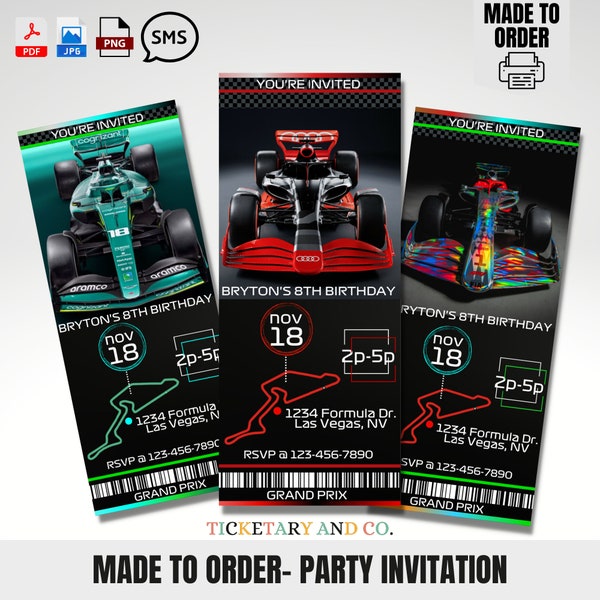 Formula One Invite - Etsy