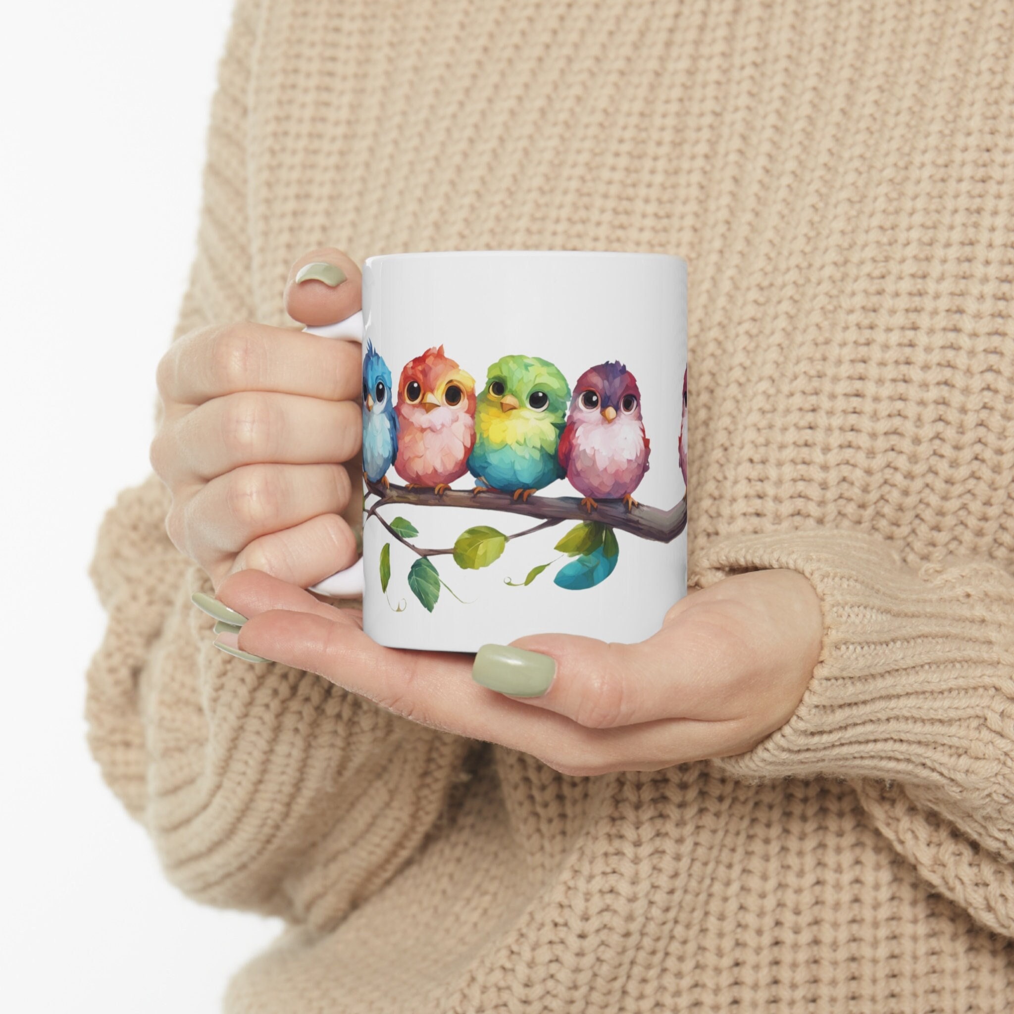Adoreable Birds Sitting on a Branch Coffee Mug Great Gift Idea for Bird ...