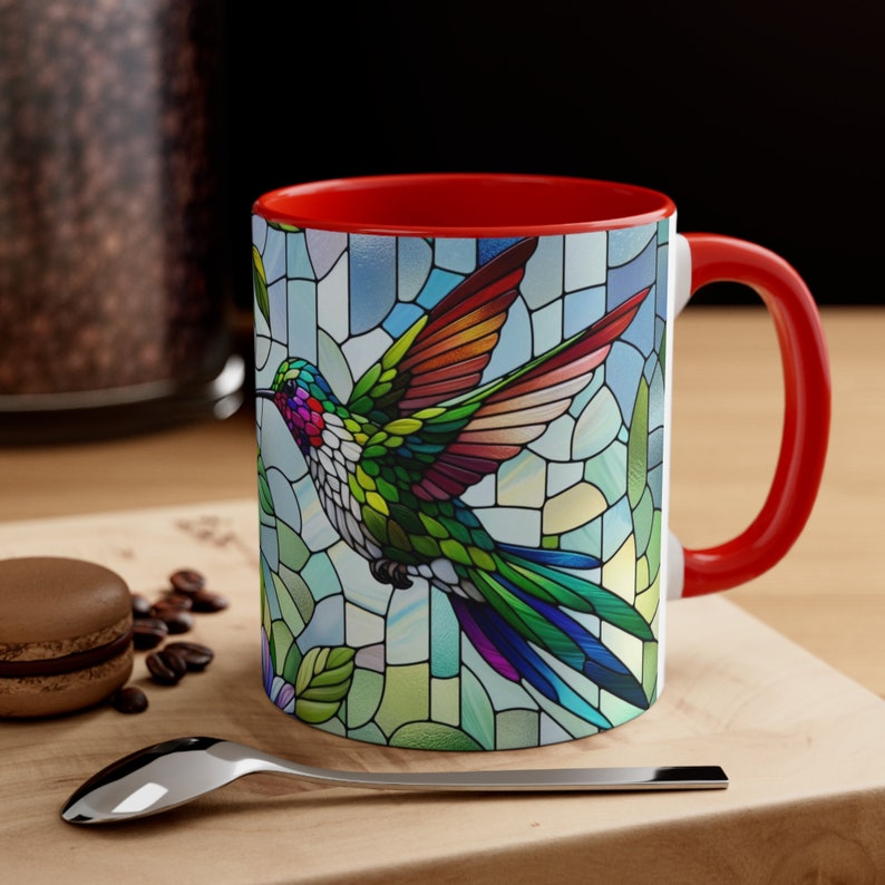 Stain-glass Hummingbird Coffee Cup Stunning Hummingbird in Stain-glass ...