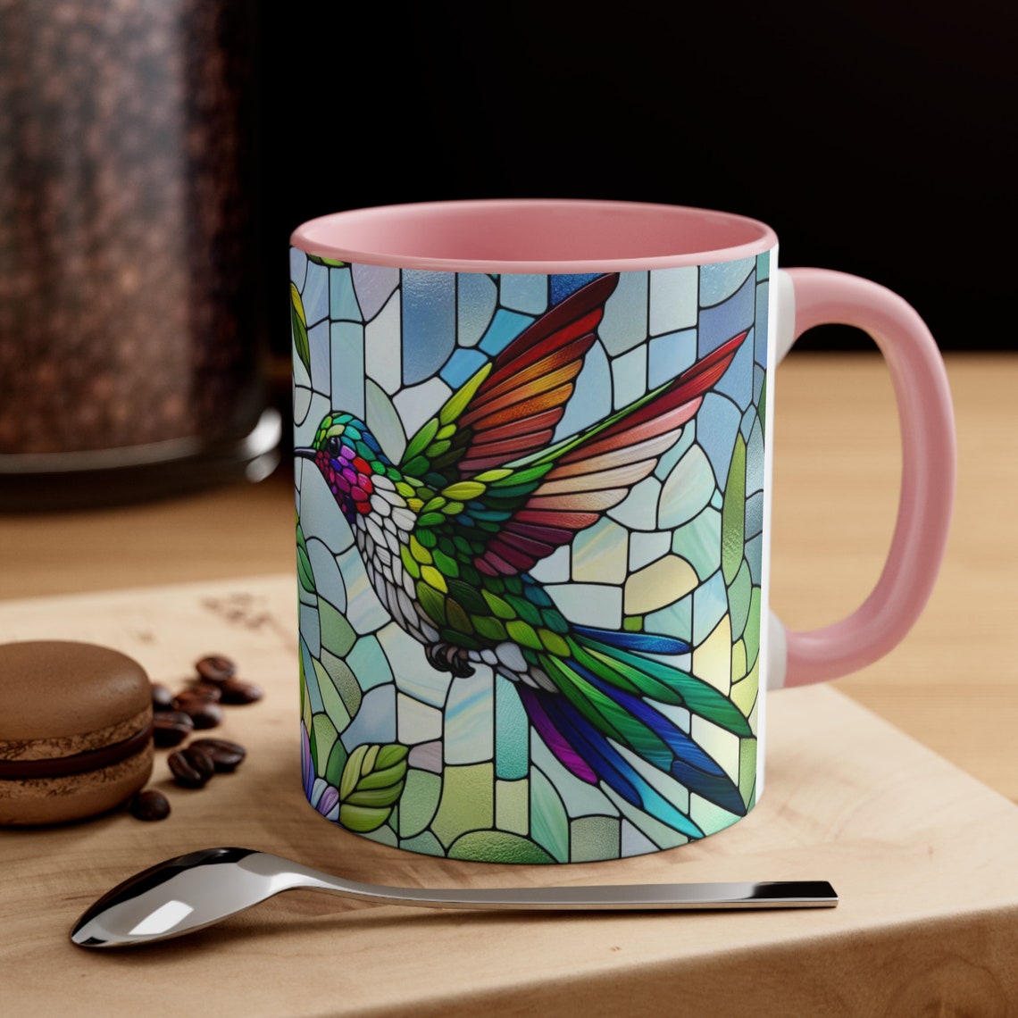 Stain-glass Hummingbird Coffee Cup Stunning Hummingbird in Stain-glass ...