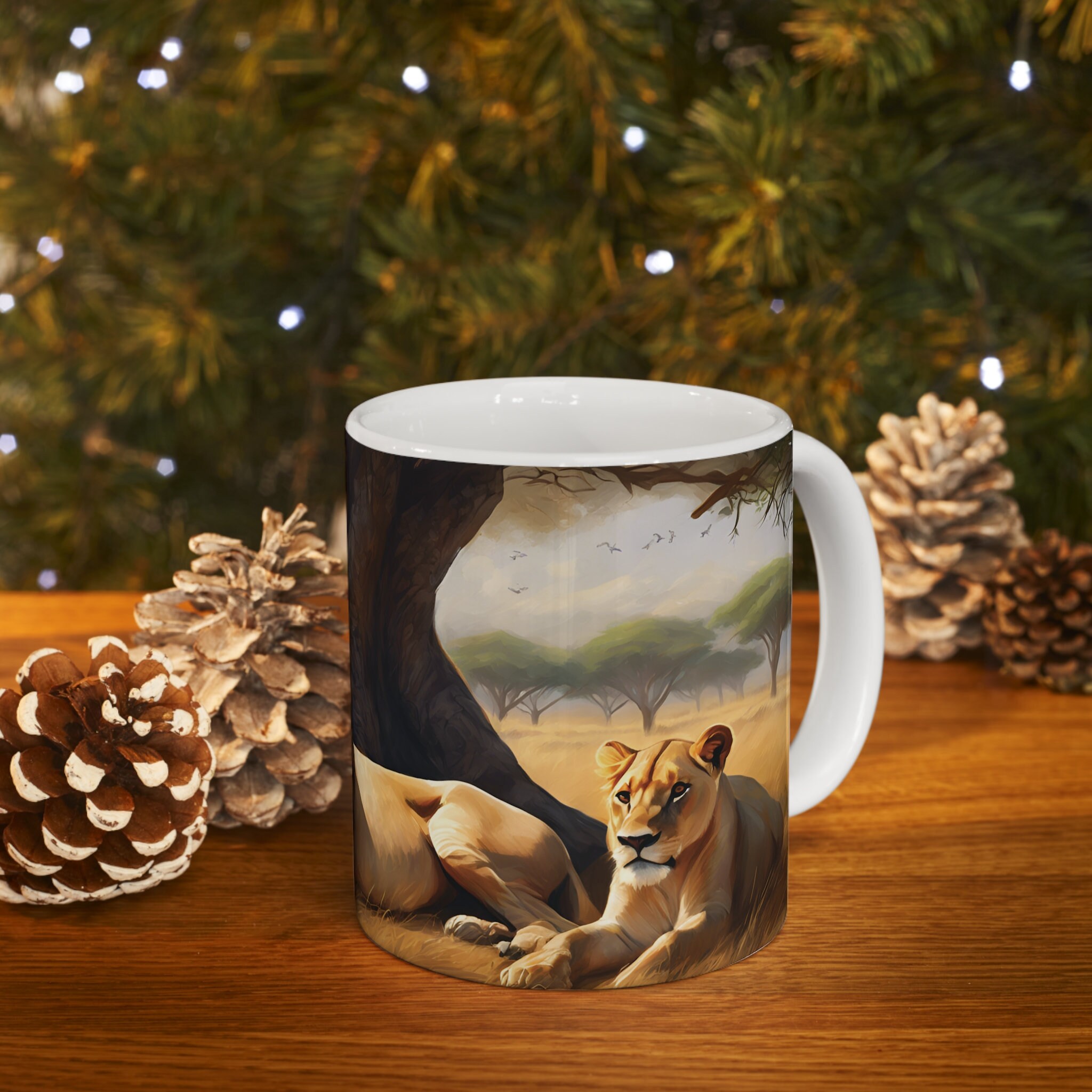 Pride of Lions Coffee Mug With Lions Relaxing in the Savanna Artistic ...