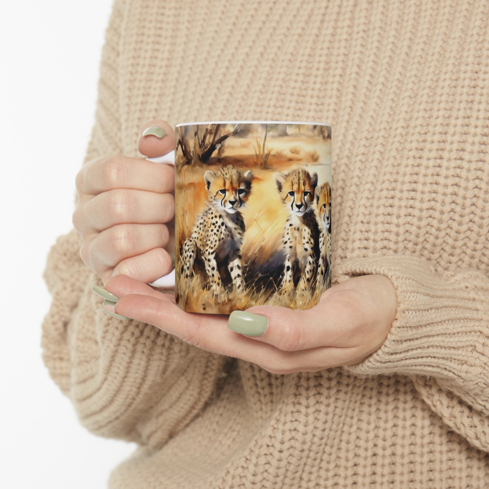 Coalition of Cheetahs Coffee Mug With Cheetah Pups - Artistic ...
