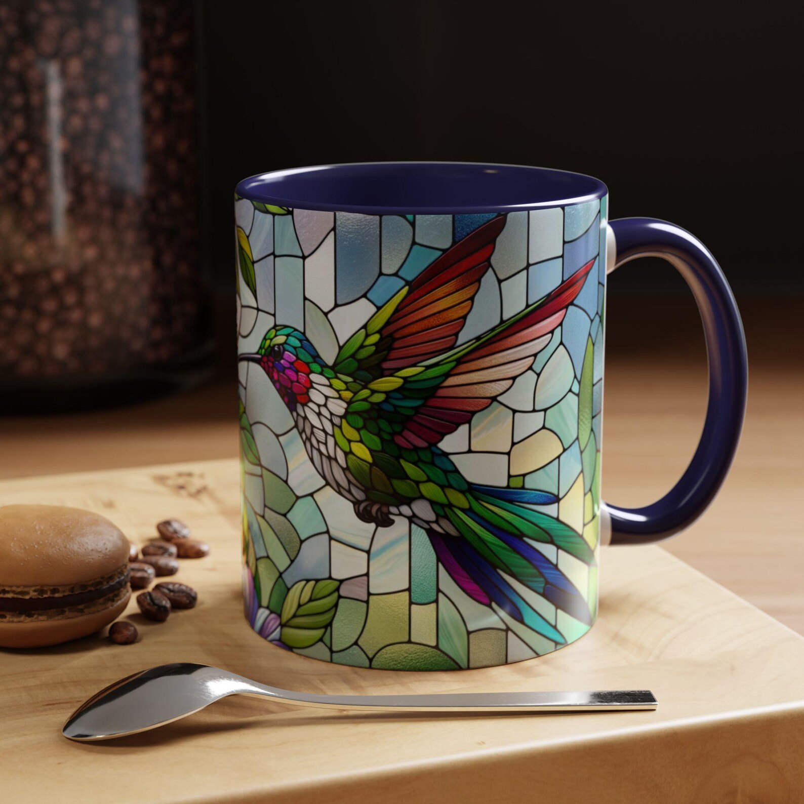 Stain-glass Hummingbird Coffee Cup - Stunning Hummingbird in Stain ...