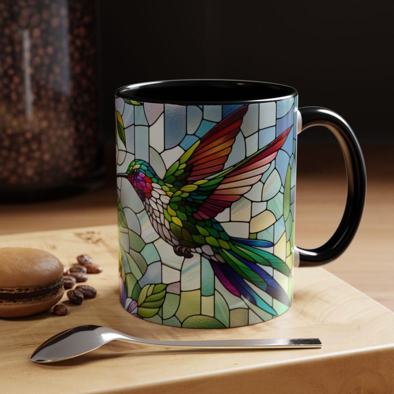 Stain-glass Hummingbird Coffee Cup - Stunning Hummingbird in Stain ...
