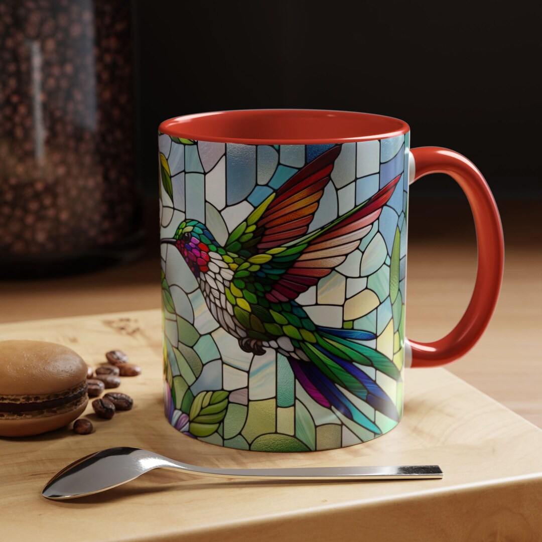 Stain-glass Hummingbird Coffee Cup - Stunning Hummingbird in Stain ...