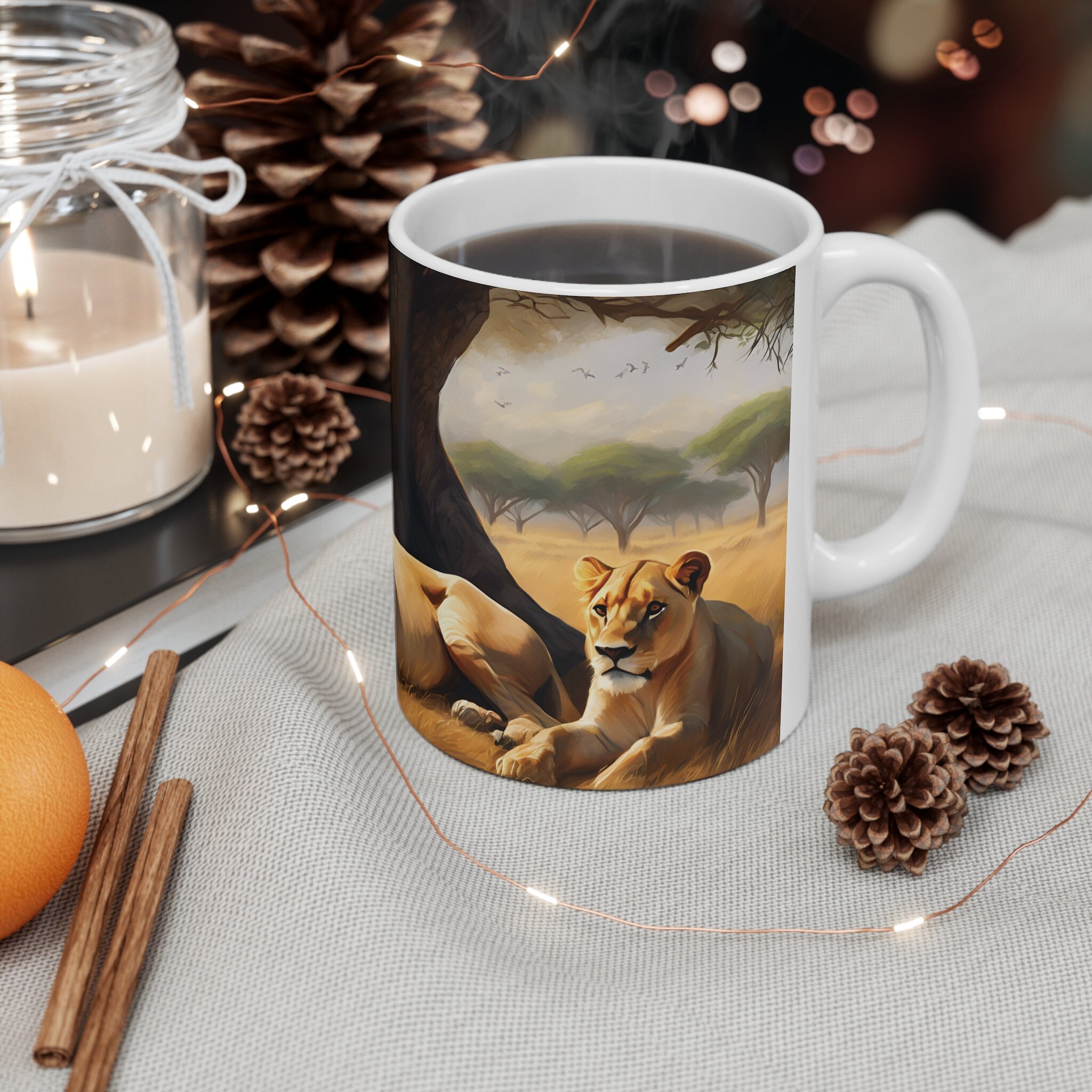 Pride of Lions Coffee Mug With Lions Relaxing in the Savanna Artistic ...