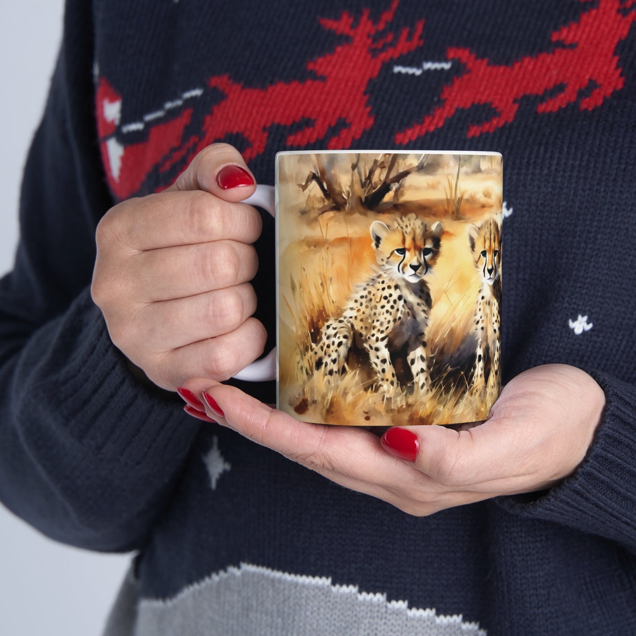 Coalition of Cheetahs Coffee Mug With Cheetah Pups - Artistic ...
