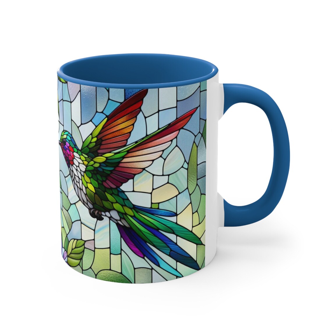 Stain-glass Hummingbird Coffee Cup Stunning Hummingbird in Stain-glass ...
