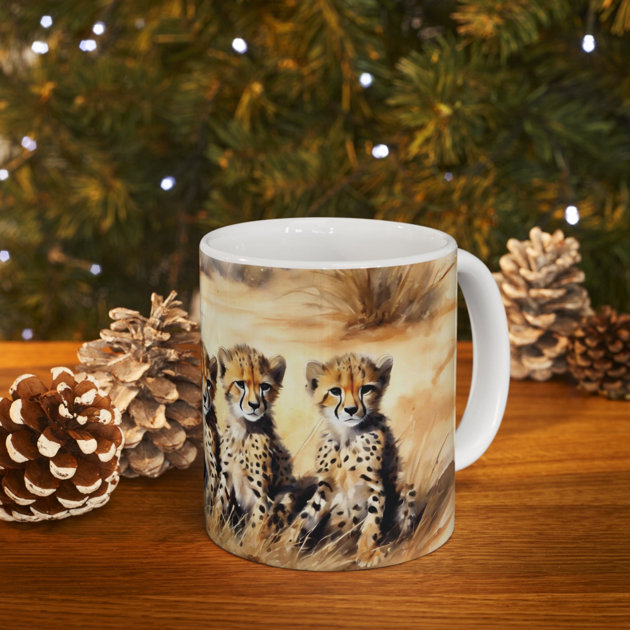 Coalition of Cheetahs Coffee Mug With Cheetah Pups - Artistic ...