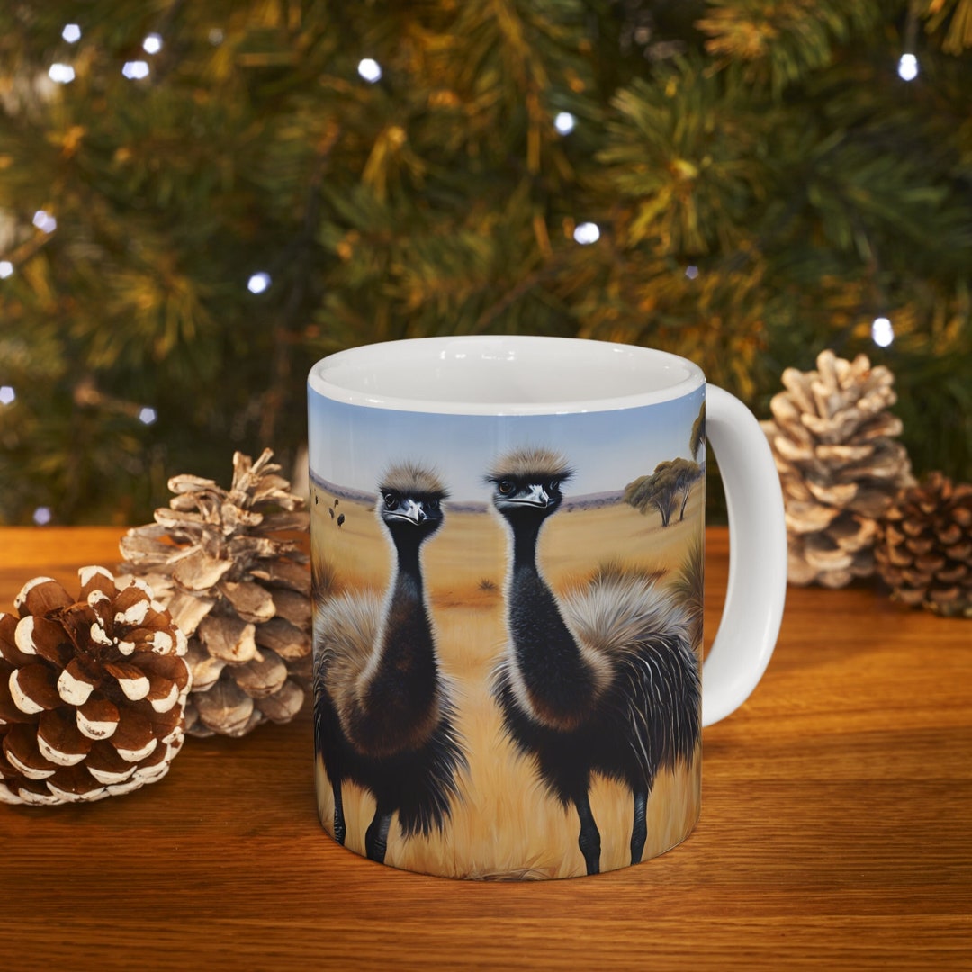 Mob of Emus Coffee Mug With Emus in Australian Savanna - Artistic ...