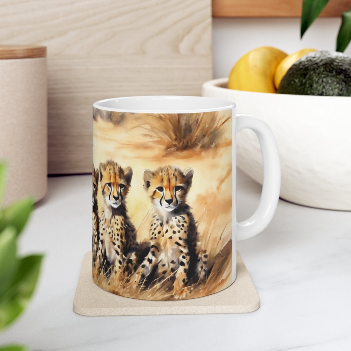 Coalition of Cheetahs Coffee Mug With Cheetah Pups - Artistic ...