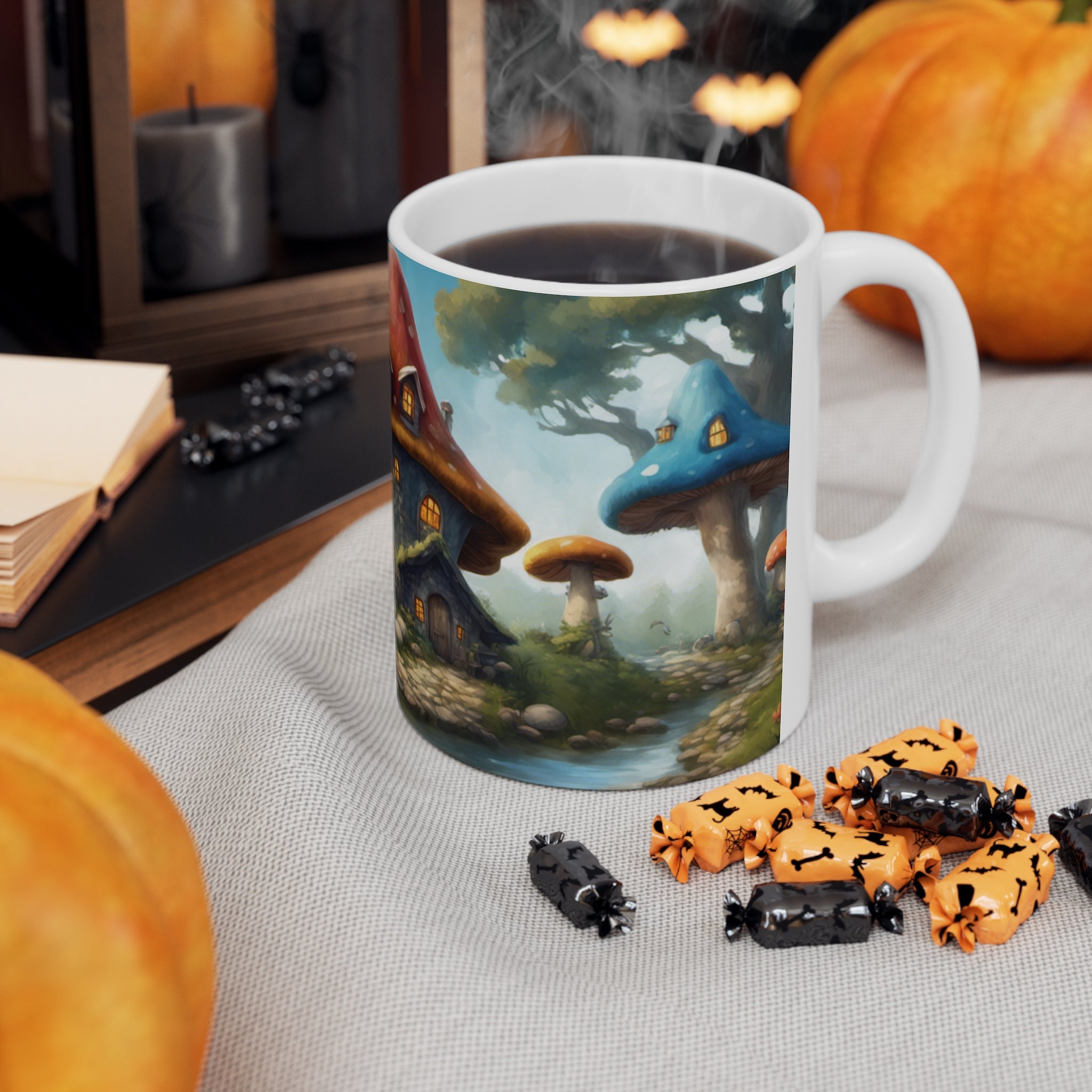 Magical Mushroom Village Coffee Mug Mushroom Village Mug - Etsy