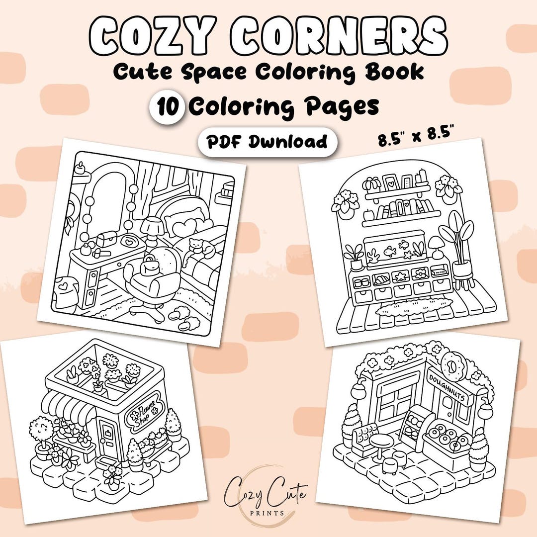 10 Cozy Corners Coloring Pages, Cute and Cozy Coloring Designs of Rooms ...