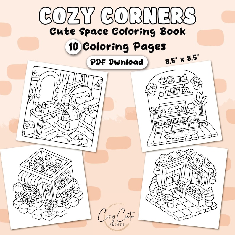 10 Cozy Corners Coloring Pages, Cute and Cozy Coloring Designs of Rooms ...