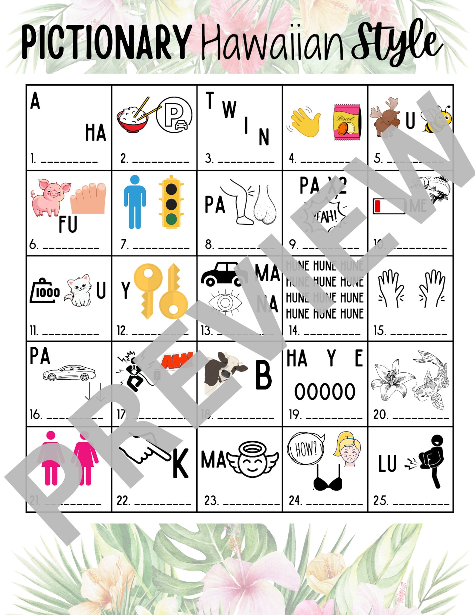 Hawaiian Style Pictionary | Pictionary | Hawaii Landmarks and Lingo ...