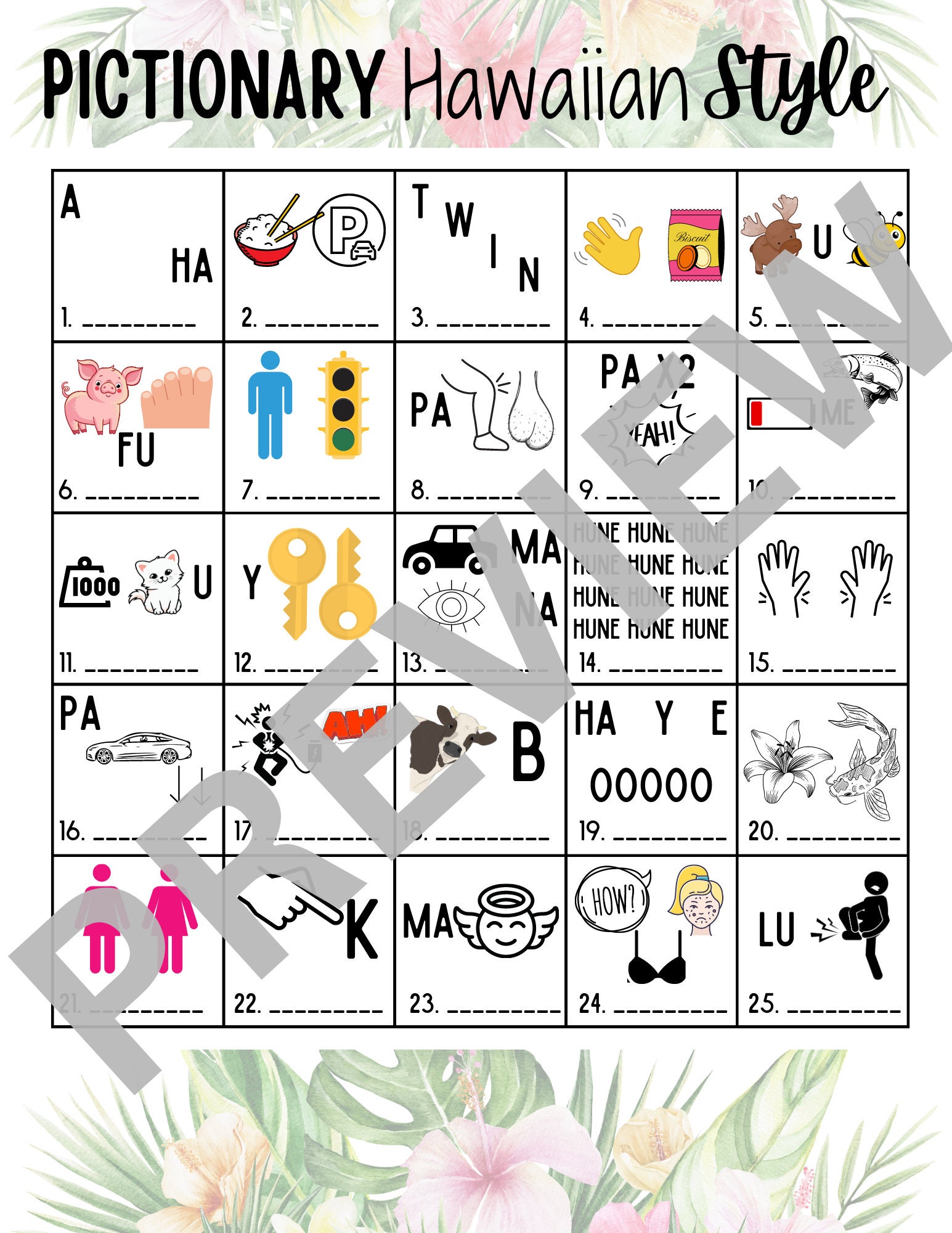 Hawaiian Style Pictionary | Pictionary | Hawaii Landmarks and Lingo ...