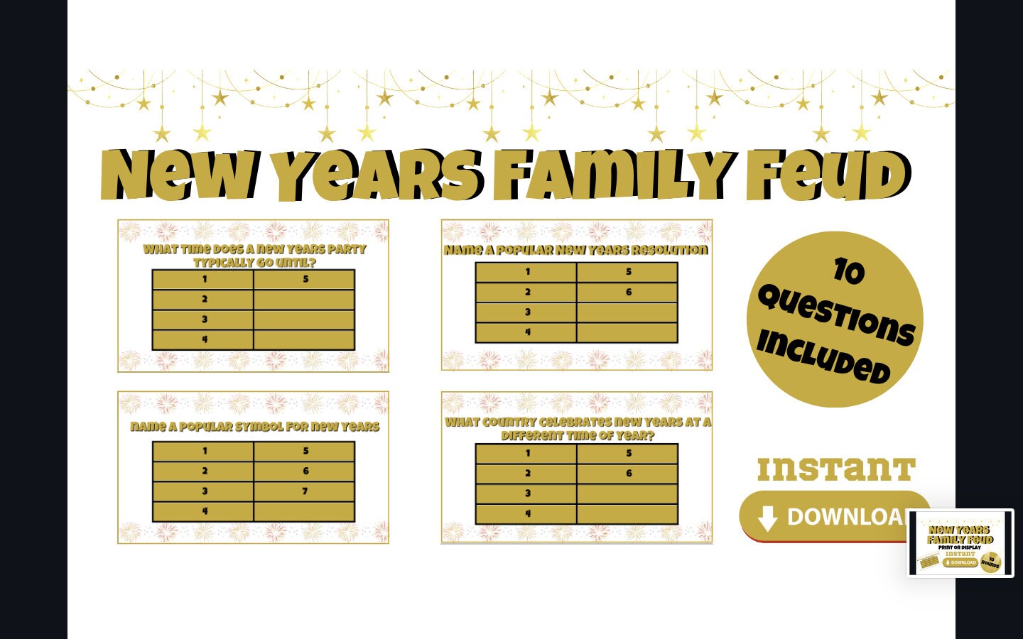 New Years Family Feud - Family Friendly Game - Printable or Digital ...